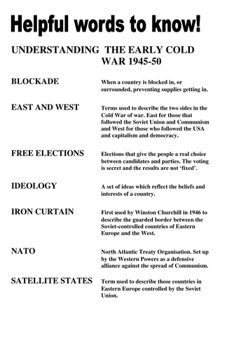 Key Word sheets for Modern World History GCSE | Teaching Resources