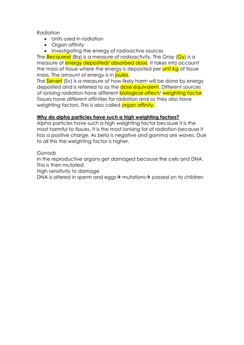 Notes on Radiation | Teaching Resources