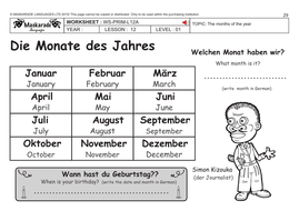 GERMAN KS2 Level 1: Months of the year | Teaching Resources
