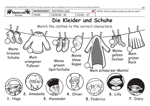 GERMAN KS2 Level 1: Clothes and shoes | Teaching Resources