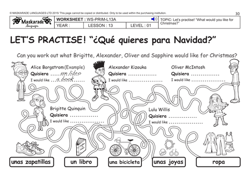 SPANISH KS2 Level 1: What would you like for Christmas/ Merry Christmas ...