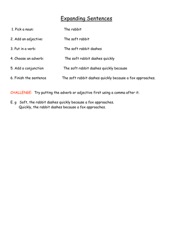 Expanding Sentences | Teaching Resources