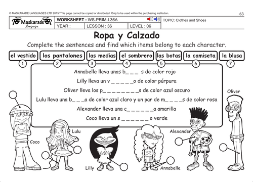 SPANISH KS2 Level 1: Clothes and shoes | Teaching Resources