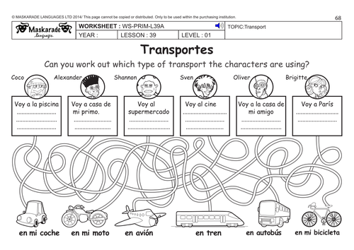 SPANISH KS2 Level 1: Transport | Teaching Resources