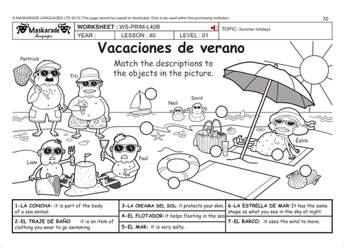 SPANISH KS2 Level 1: Summer holidays/ What's in your suitcase ...
