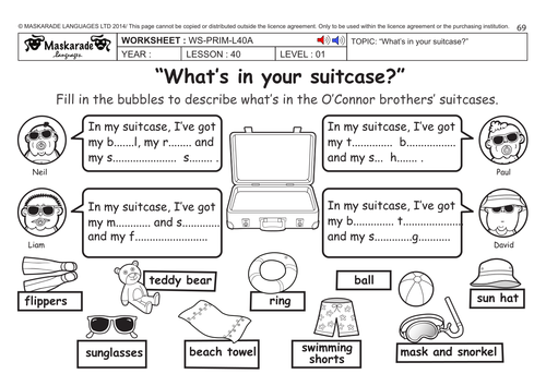 ENGLISH KS2 Level 1: Summer holidays/ What's in your suitcase ...