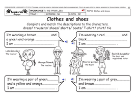 ENGLISH KS2 Level 2: Clothes, shoe and accessories | Teaching Resources