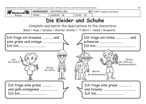 GERMAN KS2 Level 2: Clothes, shoes and accessories | Teaching Resources