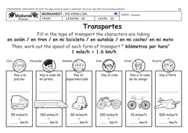 SPANISH KS2 Level 2: Transport | Teaching Resources