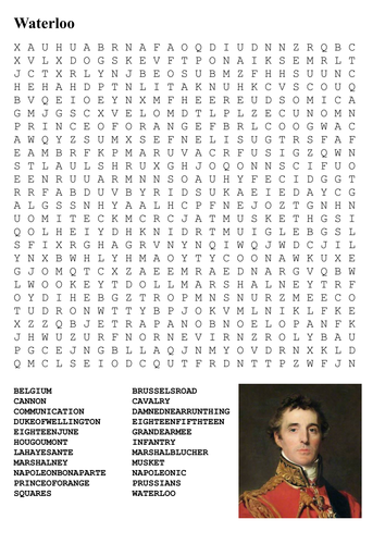 Battle of Waterloo and Trafalgar Word Search | Teaching Resources