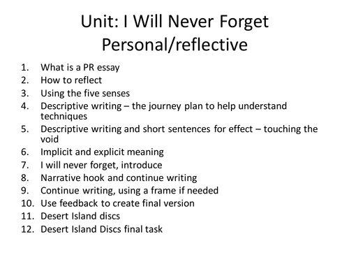 Personal Reflective Writing | Teaching Resources