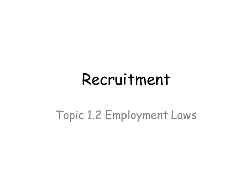 Employment law lesson | Teaching Resources
