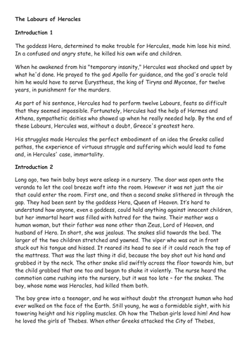 The Labours of Heracles texts and pictures | Teaching Resources