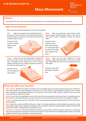 60 Second Guide - Mass Movement | Teaching Resources