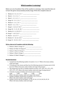 Mean, Median, Mode and Range - differentiated activities KS3 by ...