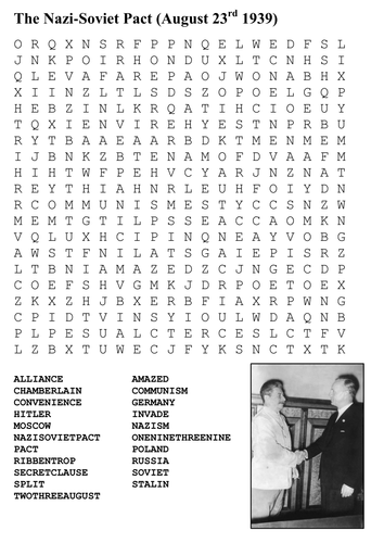The Nazi-Soviet Pact (August 23rd 1939) Word Search | Teaching Resources