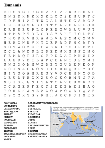 Tsunamis Word Search | Teaching Resources