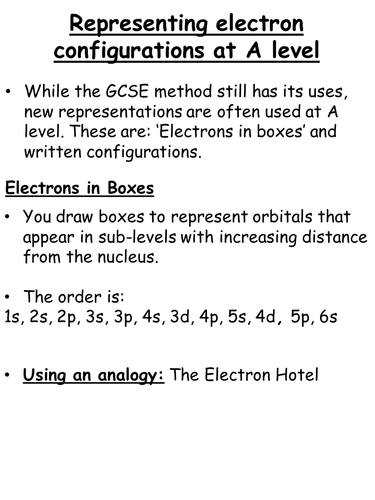Electron configurations at A Level | Teaching Resources
