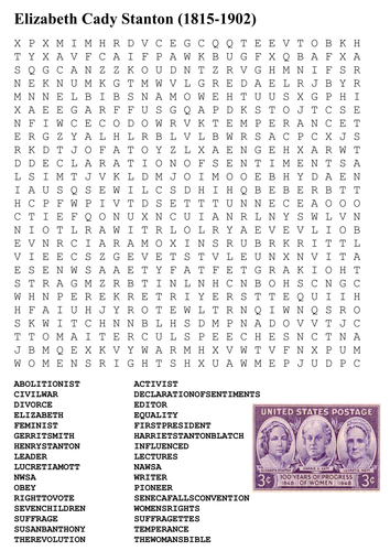 Elizabeth Cady Stanton Word Search | Teaching Resources