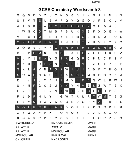 GCSE Chemistry Bumper Wordsearch Pack. 10 Wordsearches included with ...