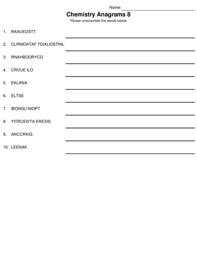 GCSE Chemistry Bumper Anagram Pack. 10 Sets of 10 Anagrams included ...