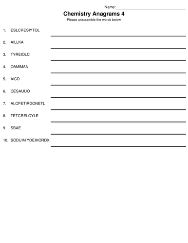GCSE Chemistry Bumper Anagram Pack. 10 Sets of 10 Anagrams included ...