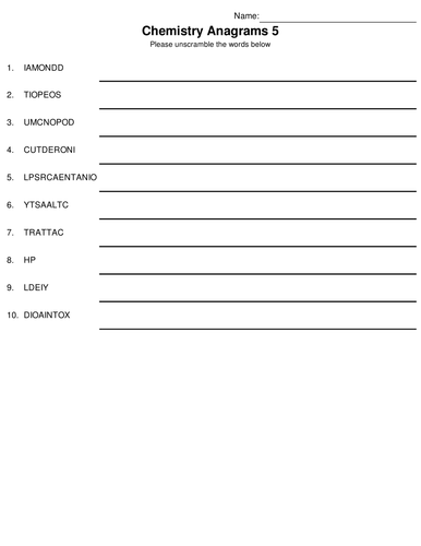 GCSE Chemistry Bumper Anagram Pack. 10 Sets of 10 Anagrams included ...