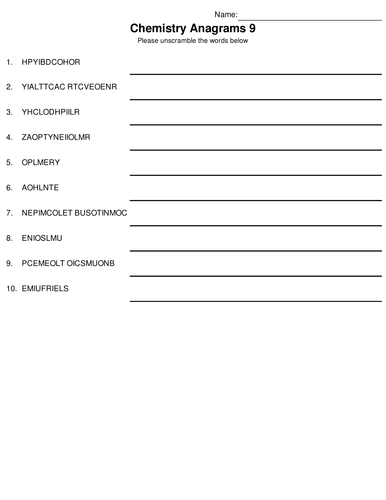 GCSE Chemistry Bumper Anagram Pack. 10 Sets of 10 Anagrams included ...