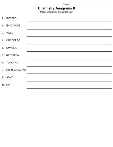 GCSE Chemistry Bumper Anagram Pack. 10 Sets of 10 Anagrams included ...