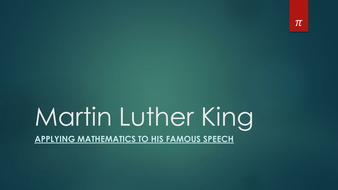 Martin Luther King's Speech - Using statistics to analyse | Teaching ...
