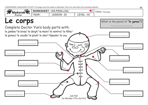 FRENCH KS2 Level 3 - KS3 (Year 7): Describing the body/ Short story ...