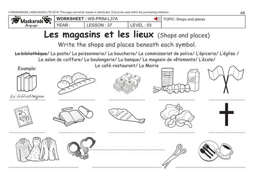FRENCH KS2 Level 3 - KS3 (Year 7): Shops and places | Teaching Resources