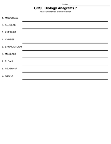 GCSE Biology Bumper Fun Anagram Pack. 10 Anagram Sets included with ...