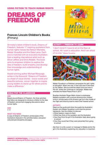 Activity Pack: Dreams of Freedom Teachers' Notes | Teaching Resources