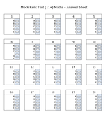 Kent Test - 11+ Maths - Pratice Paper by bjj12 - UK Teaching Resources ...