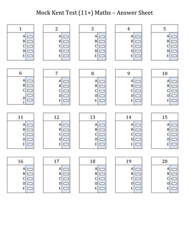 Kent Test - 11+ Maths - Pratice Paper by bjj12 - Teaching Resources - TES