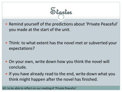Private Peaceful - Y7 by AnnaCP - UK Teaching Resources - TES