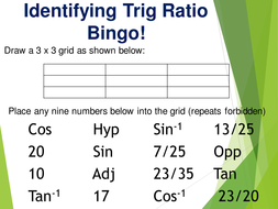 Identifying Trigonometry ratio bingo by rpwelch32 - Teaching Resources ...