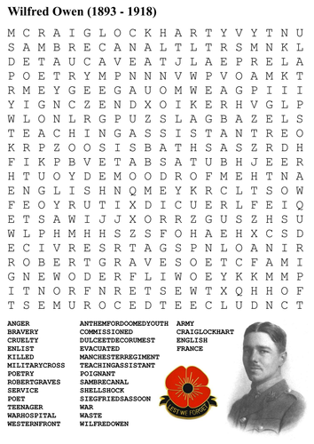 World War One Poetry Word Search Pack | Teaching Resources