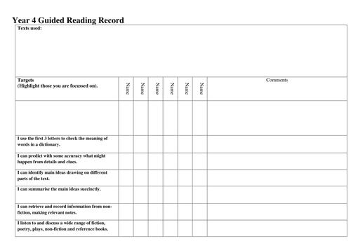 New Curriculum Guided Reading Records | Teaching Resources