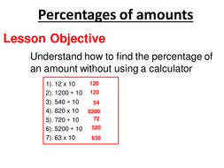 Percentages of amounts | Teaching Resources
