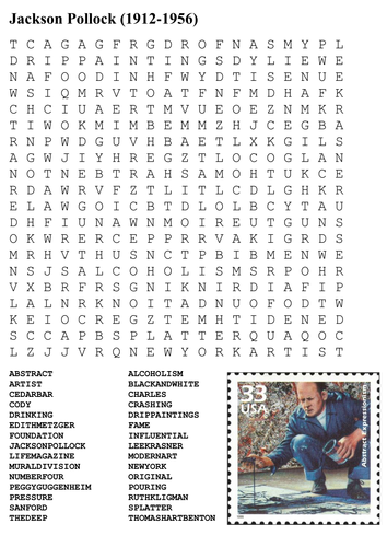 Jackson Pollock Word Search | Teaching Resources