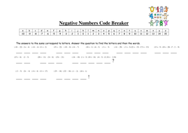 Negative numbers (Low - Mid Ability) | Teaching Resources