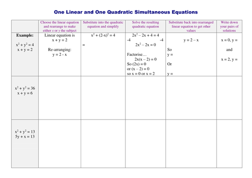 Simultaneous Equations (Level 7 +) | Teaching Resources