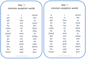 Year 1 Common exception word mat | Teaching Resources