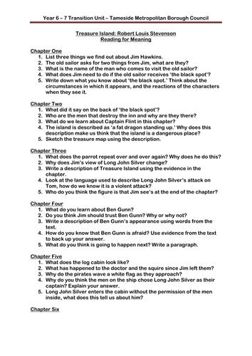 Primary to Secondary Transition Unit Treasure Island | Teaching Resources