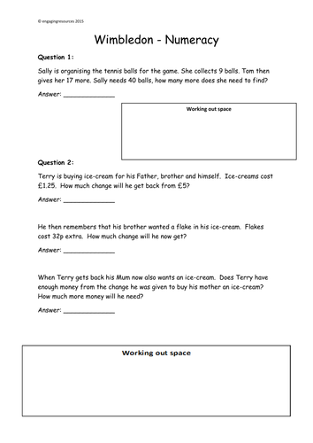 Tennis – Wimbledon themed literacy and numeracy activities | Teaching ...