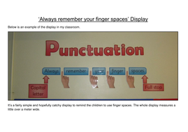 'Always remember your finger spaces' Punctuation Display | Teaching ...