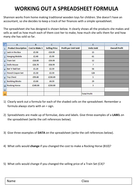 Key Stage 3 Spreadsheets Homework Sheet | Teaching Resources