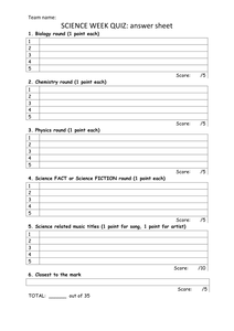 End of year KS3 Science Quiz by sjbarlow - UK Teaching Resources - TES